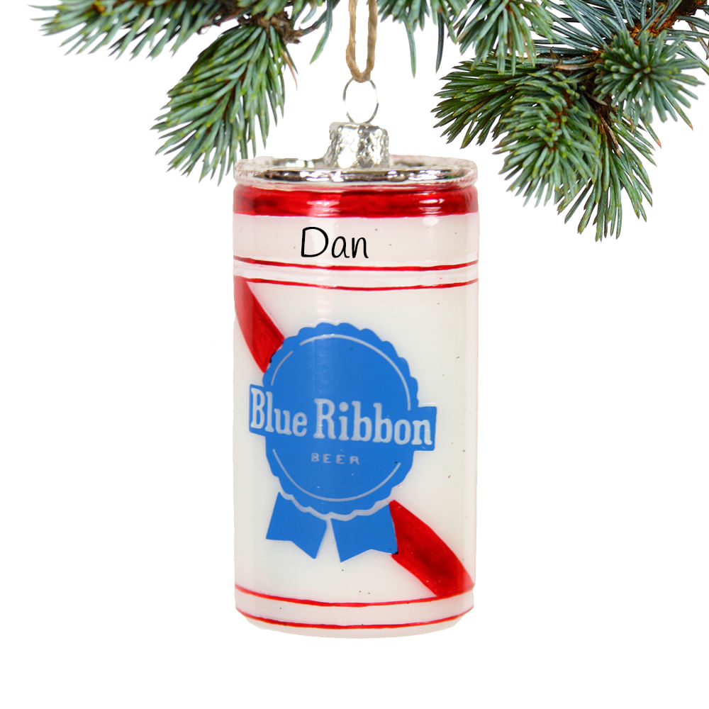 Personalized Blue Ribbon Beer Can Christmas Ornament - Personalized ...