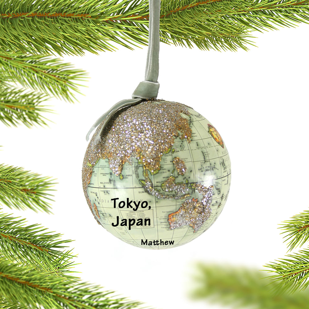 Personalized Globe Christmas Ornament - Personalized Christmas ...