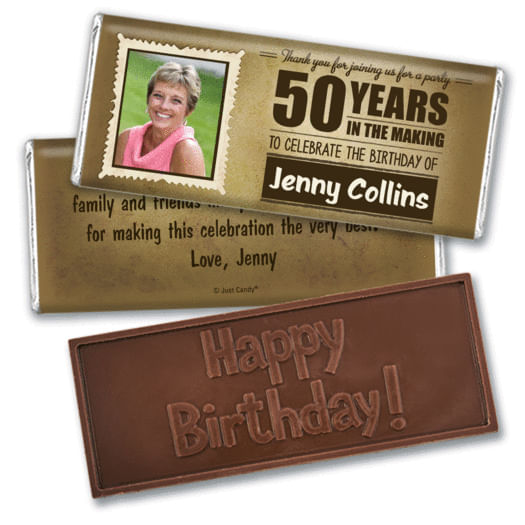 100th Birthday Personalized Embossed Chocolate Bar Years in the Making ...