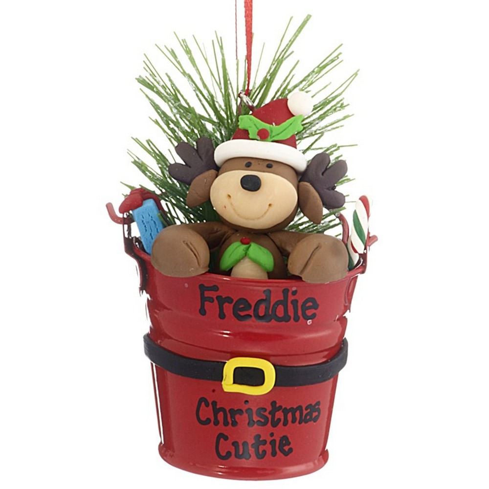 Personalized Reindeer in a Bucket Christmas Ornament - Personalized ...