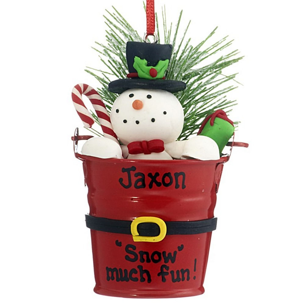 Personalized Snowman in a Bucket Christmas Ornament - Personalized ...