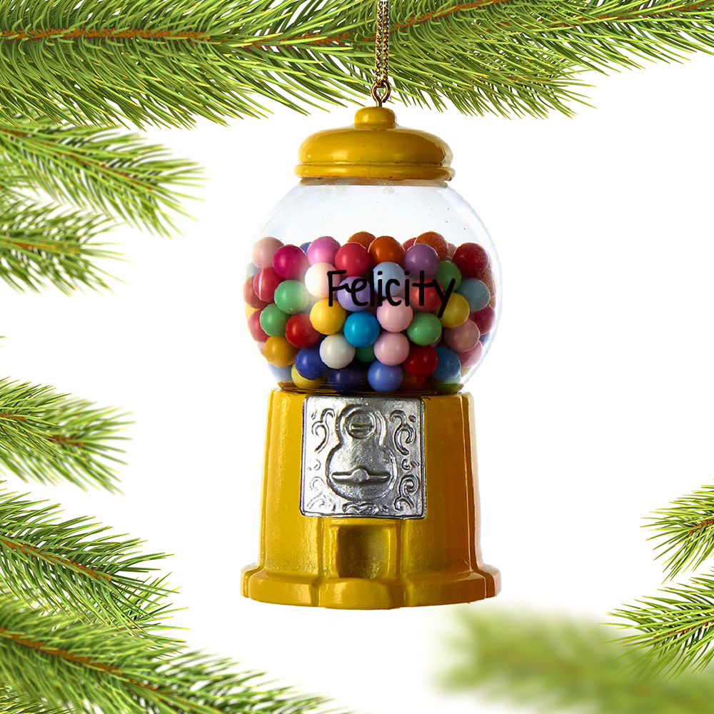 Personalized Yellow Gumball Machine Christmas Ornament - Personalized ...