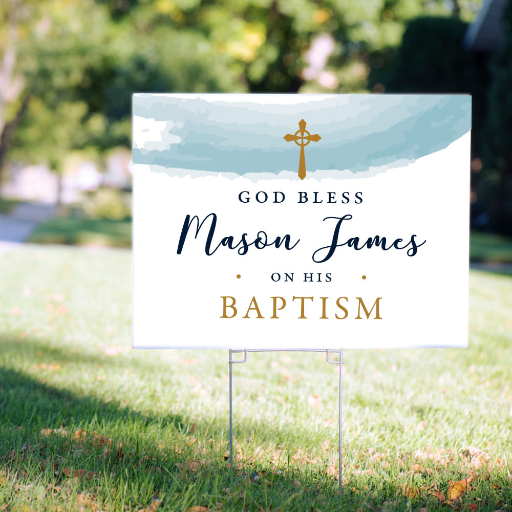 Personalized Baptism Watercolor God Bless - Yard Sign - Personalized ...