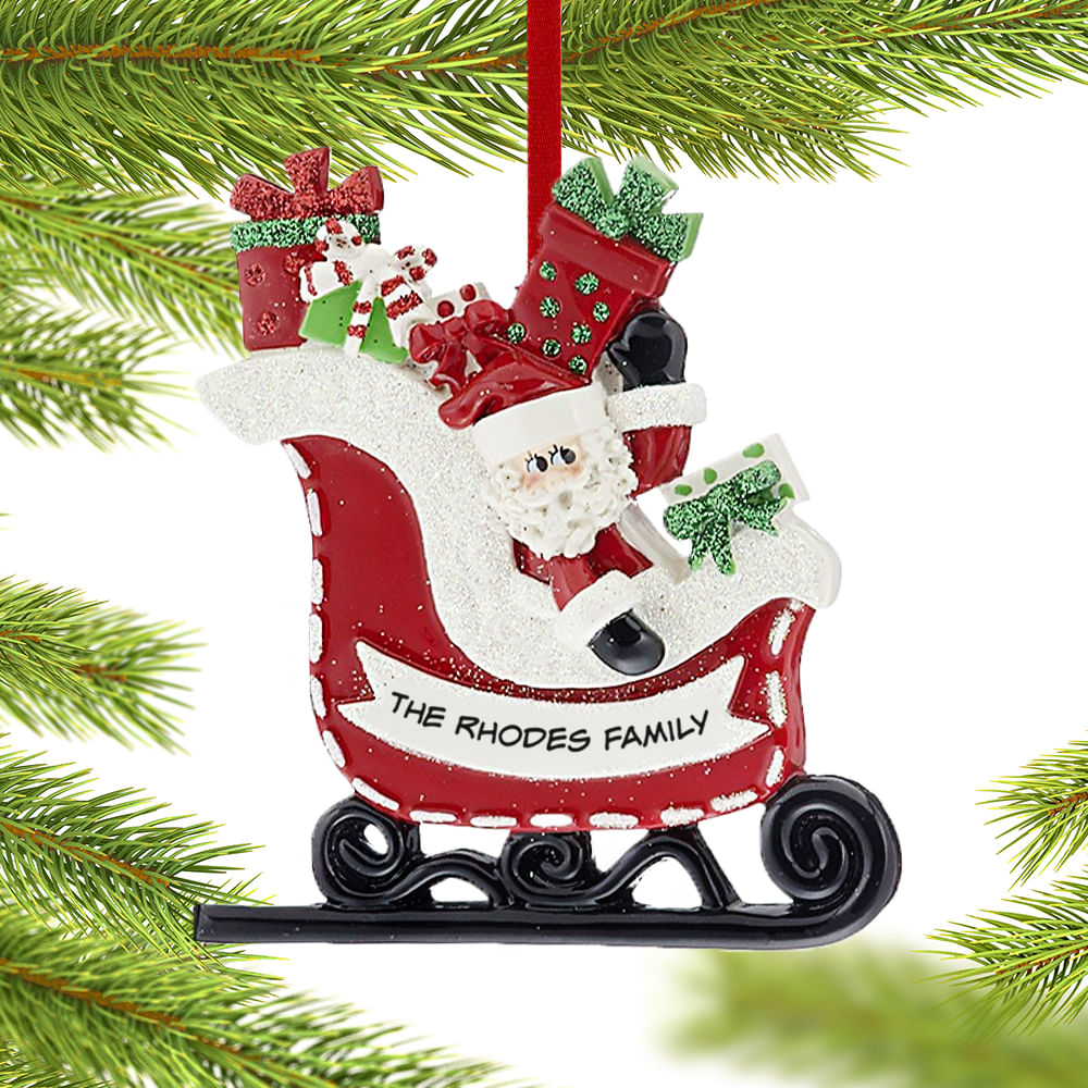 Personalized Santa in Sleigh Christmas Ornament - Personalized ...