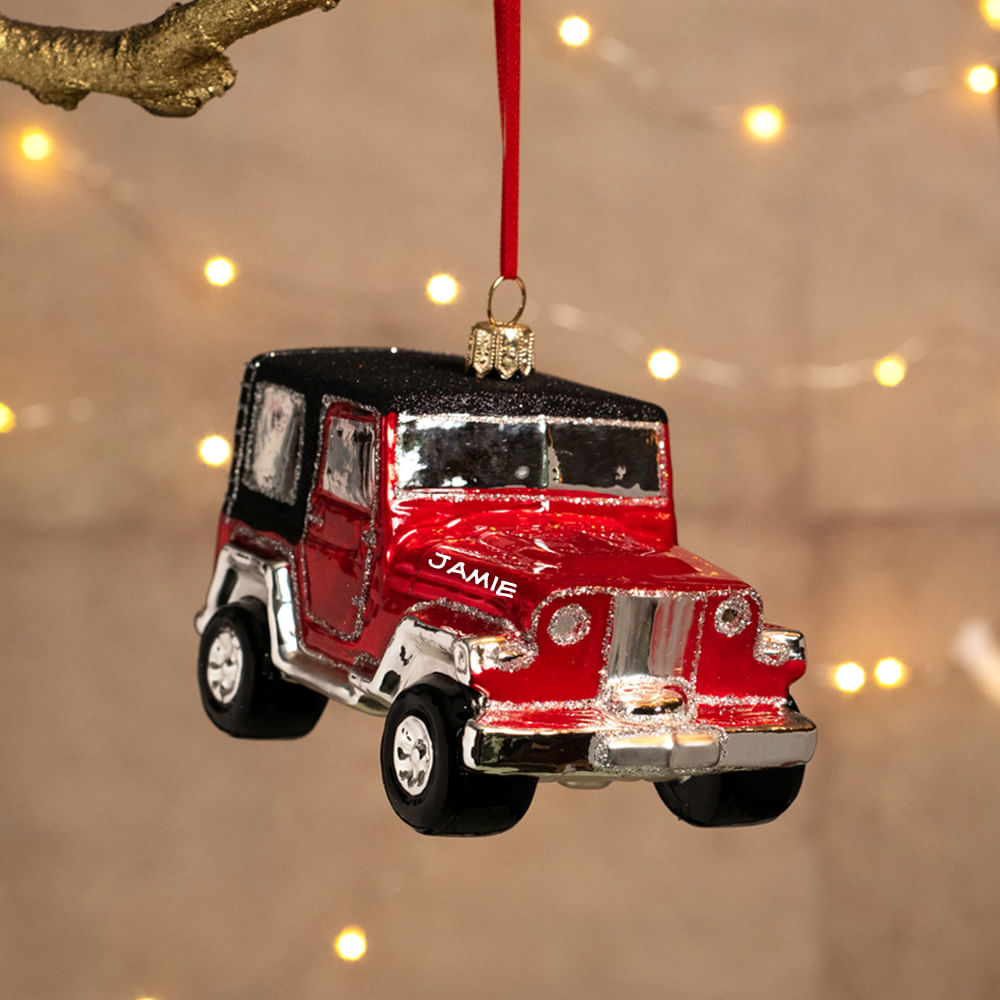 Personalized Four Wheel Drive Jeep Car Christmas Ornament ...