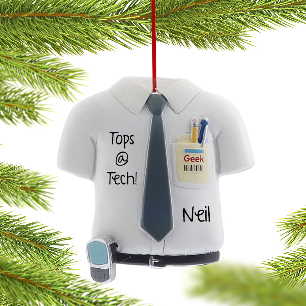 Personalized Computer Geek Shirt Christmas Ornament - Personalized ...