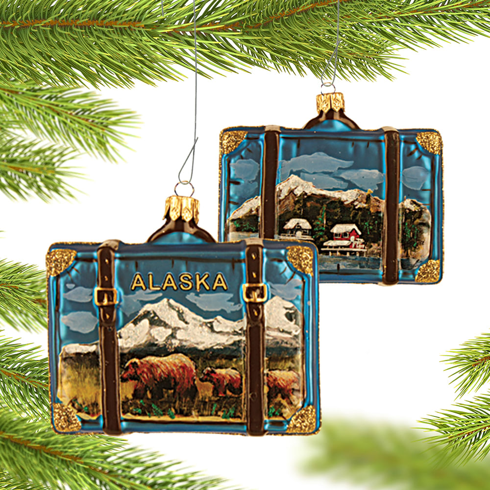 Personalized Alaska Travel Suitcase Christmas Ornament - Personalized Christmas Ornaments ...