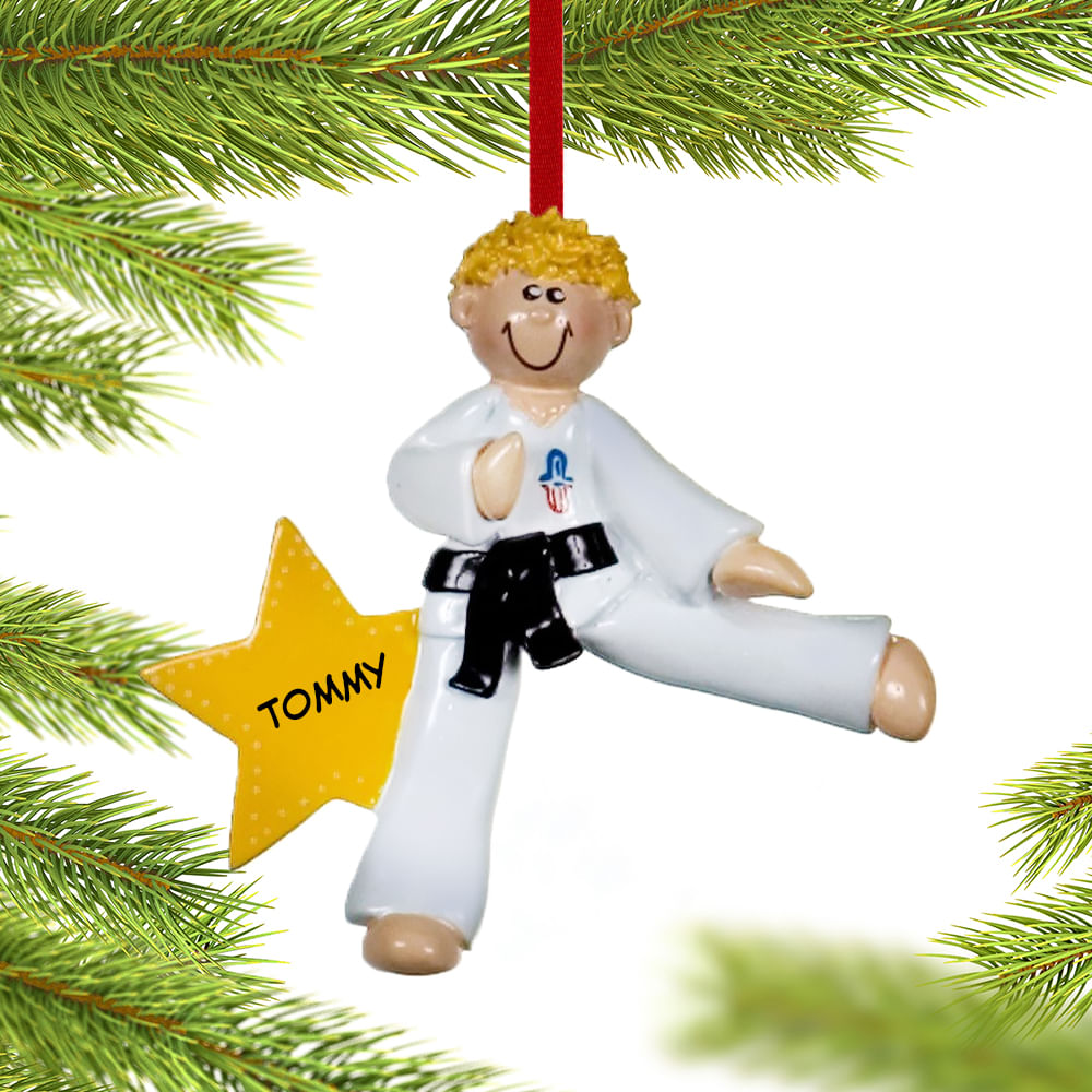 Karate Kicking Boy - Personalized Christmas Ornament | Ornament Shop ...