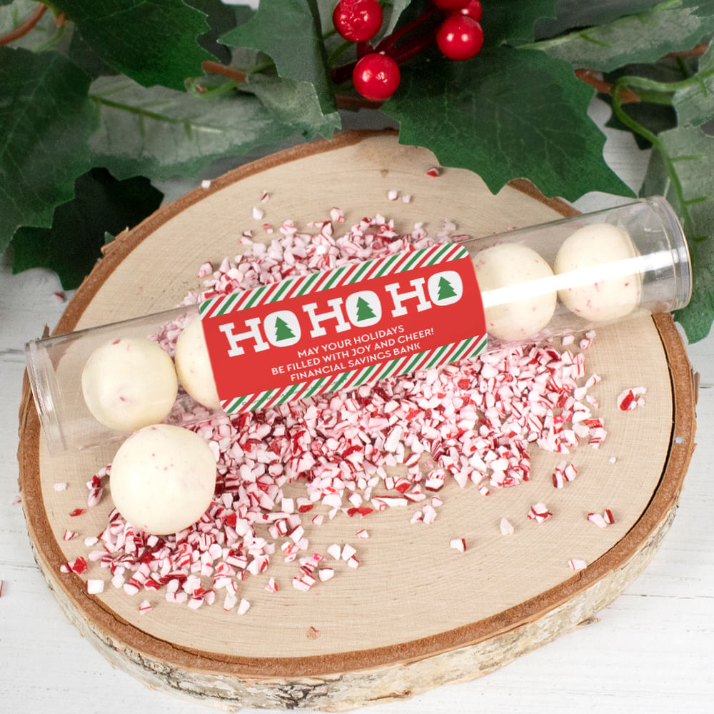 Personalized Bonnie Marcus Christmas Ho Ho Ho Peppermint Malt Ball Tube ...