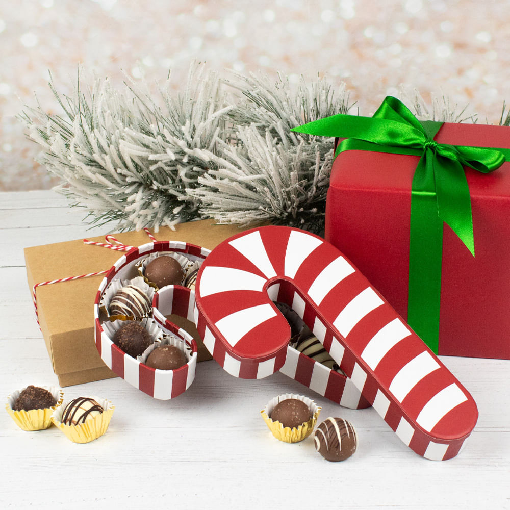 Candy Cane Shaped Truffle Box - Personalized Christmas Ornaments ...
