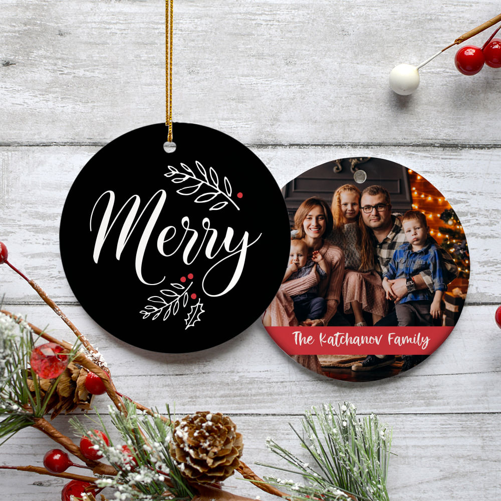 Personalized Merry Photo Christmas Ornament - Personalized Christmas ...