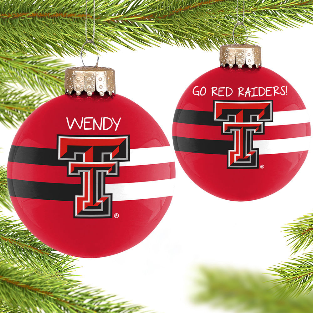 Personalized Texas Tech Glass Christmas Ornament - Personalized ...