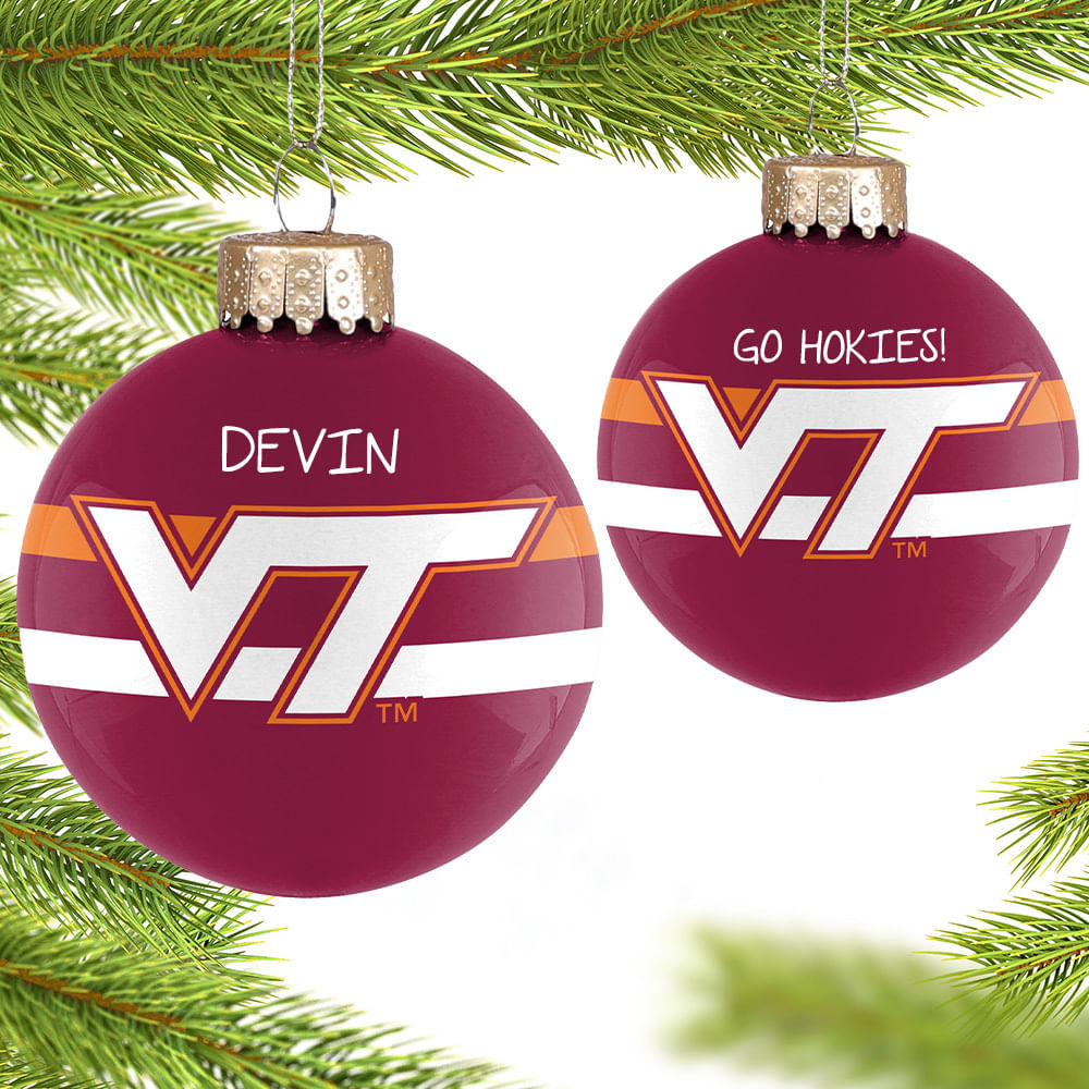 Personalized Virginia Tech Glass Christmas Ornament - Personalized ...