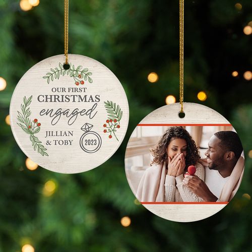 customizable wedding engagement ornaments