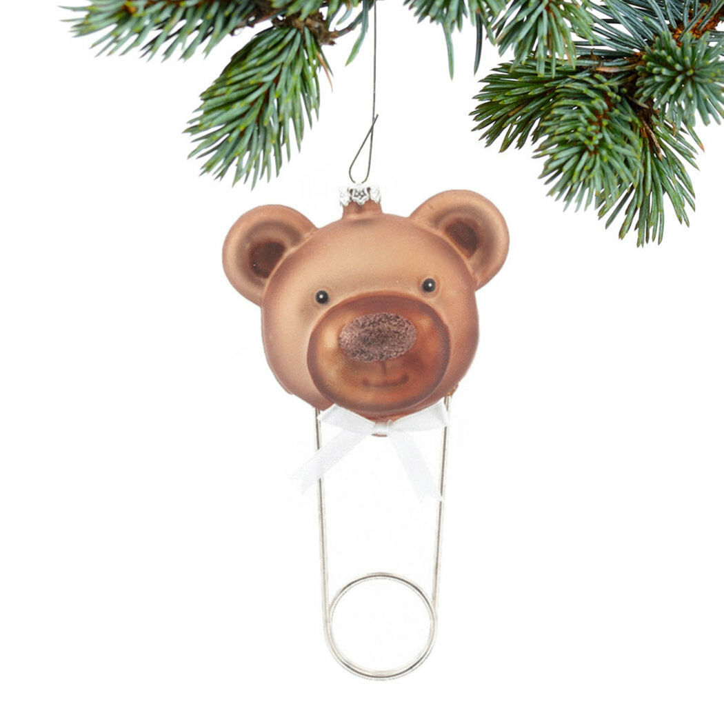 Personalized Teddy Bear Diaper Pin Christmas Ornament - Personalized ...