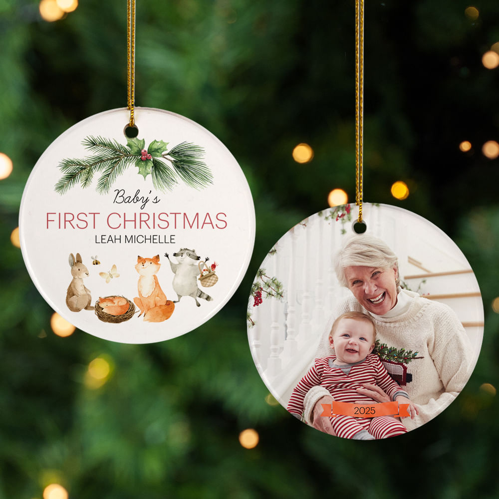 Personalized Woodland Babies Christmas Ornament - Personalized ...