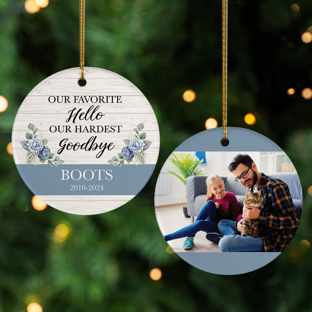 Personalized Favorite Hello Hardest Goodbye Cat Christmas Ornament ...